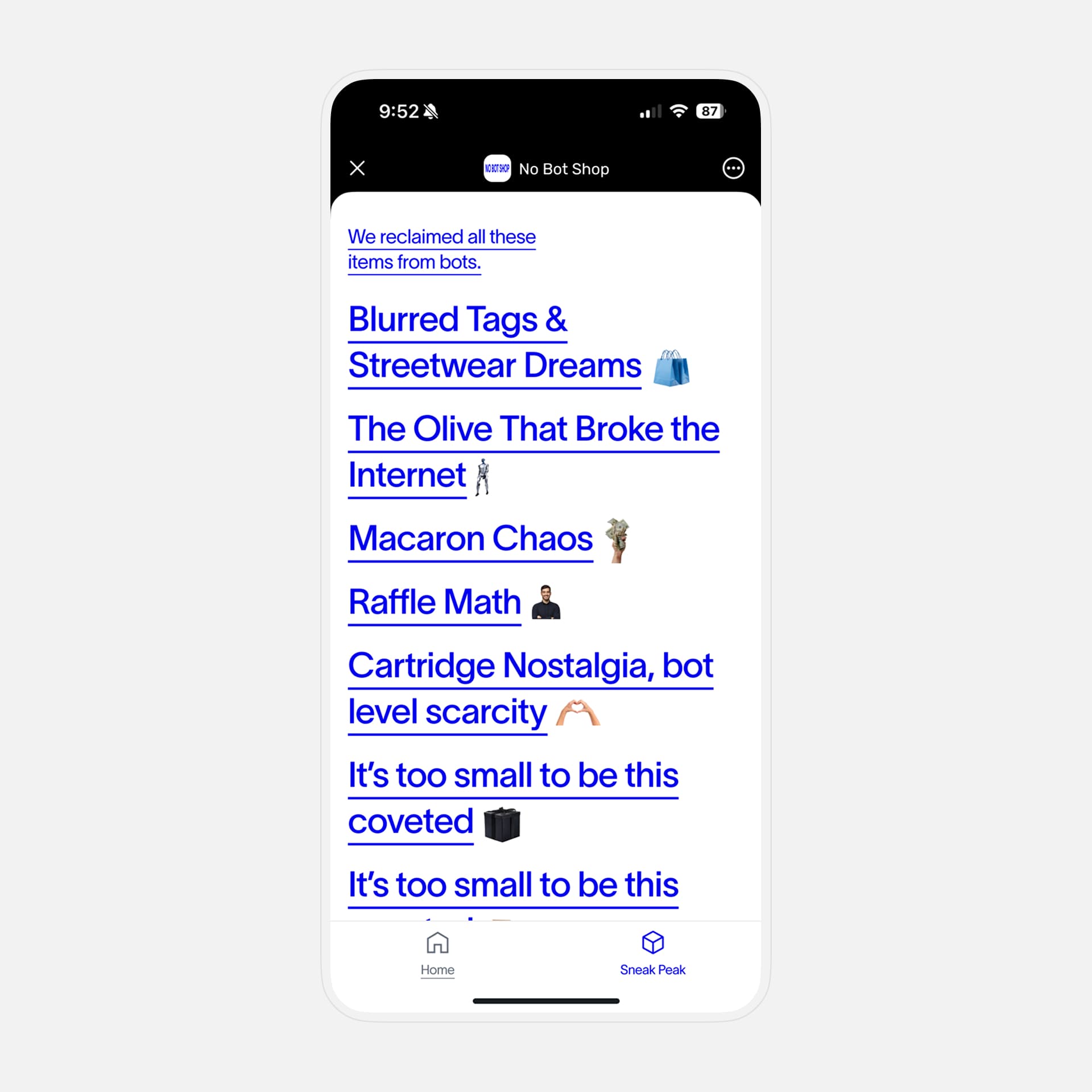 No Bot Shop - Where humans win and bots lose.